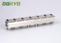 China KRJ-56S8P8C1X6YGNL Shielded 1×6 Port RJ45 Female Jack with 8 Positions and 0.6 µin Gold Plating for sale