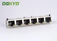 China KRJ-56S8P8C1X6YGNL Shielded 1×6 Port RJ45 Female Jack with 8 Positions and 0.6 µin Gold Plating for sale