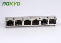 China KRJ-56S8P8C1X6YGNL Shielded 1×6 Port RJ45 Female Jack with 8 Positions and 0.6 µin Gold Plating for sale