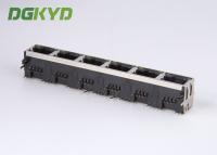 China KRJ-56S8P8C1X6YGNL Shielded 1×6 Port RJ45 Female Jack with 8 Positions and 0.6 µin Gold Plating for sale