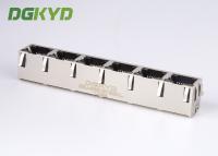 China KRJ-56S8P8C1X6YGNL Shielded 1×6 Port RJ45 Female Jack with 8 Positions and 0.6 µin Gold Plating for sale