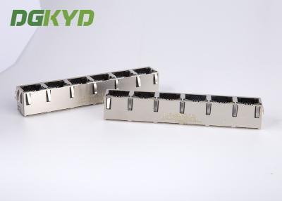 China KRJ-56S8P8C1X6YGNL Shielded 1×6 Port RJ45 Female Jack with 8 Positions and 0.6 µin Gold Plating for sale