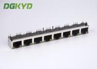 China Shielded 1x8 Ganged RJ45 Ethernet Port Jack Cat3 8P8C DIP Side Entry with Y/G LED for sale