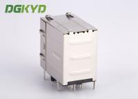 China Dual Deck 2-Port RJ45 Connector with 1000Base Transformer - 0.35mm Gold Plated Contacts & UL94V-0 Rated for sale