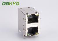 China Dual Deck 2-Port RJ45 Connector with 1000Base Transformer - 0.35mm Gold Plated Contacts & UL94V-0 Rated for sale