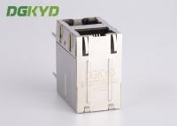 China Dual Deck 2-Port RJ45 Connector with 1000Base Transformer - 0.35mm Gold Plated Contacts & UL94V-0 Rated for sale