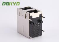 China Dual Deck 2-Port RJ45 Connector with 1000Base Transformer - 0.35mm Gold Plated Contacts & UL94V-0 Rated for sale