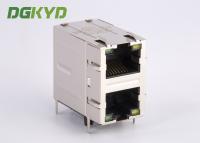 China Fiber Optic 2-Port RJ45 Connector Jacks with Transformers 2x1 Right Angle 1000Mb Network Interface for sale