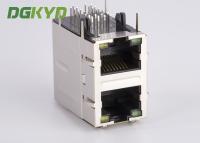 China Fiber Optic 2-Port RJ45 Connector Jacks with Transformers 2x1 Right Angle 1000Mb Network Interface for sale