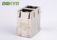 China Fiber Optic 2-Port RJ45 Connector Jacks with Transformers 2x1 Right Angle 1000Mb Network Interface for sale