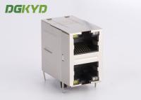 China Gigabit ethernet stack dual port RJ45 connector with transformer for industial ethernet for sale