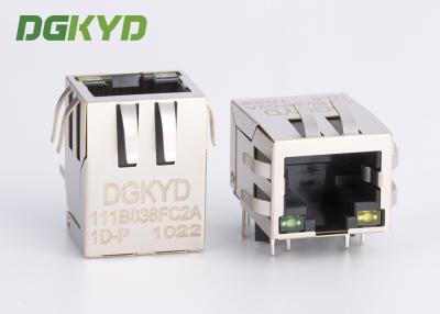 China Side Entry RJ45 Modular Jack with Internal Magnetics and LED Indicators - 0.35mm Gold Contacts, -40°C to +85°C Temperature Range for sale