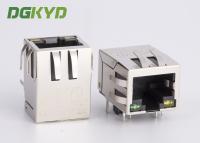 China Surface Mount Shielded RJ45 Single Port Jack with Ethernet Filter and G/Y LED - 8 Contacts, -40°C to +85°C Operating Range for sale