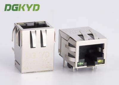 China Surface Mount Shielded RJ45 Single Port Jack with Ethernet Filter and G/Y LED - 8 Contacts, -40°C to +85°C Operating Range for sale