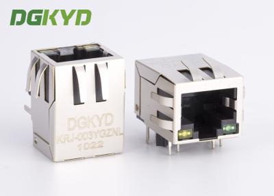 China KRJ-003YGZNL Shielded Cat5 RJ45 Ethernet Connector with Transformer and Y/G LED - 8 Position 10/100 BASE-T for sale