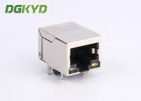 China 1x1 Tab Down 10/100Base TX Transformer RJ45 Jack with G/Y LED and EMI Fingers for sale