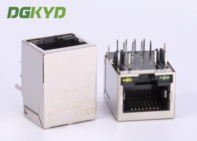 China 1x1 Tab Down 10/100Base TX Transformer RJ45 Jack with G/Y LED and EMI Fingers for sale