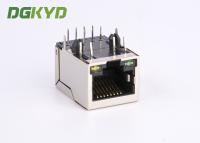 China 1x1 Tab Down 10/100Base TX Transformer RJ45 Jack with G/Y LED and EMI Fingers for sale
