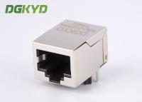 China Front Pin Integrated Magnetics RJ45 Modular Jack with Copper Alloy Shell for CAT 5 UTP, IEEE 802.3ab 1000BASE-T Compliance for sale