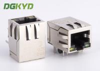 China Surface Mount Shielded Right Angle RJ45 Ethernet Connector 100 BASE-TX with Y/G LED - 8 Position 10/100 Speed for sale