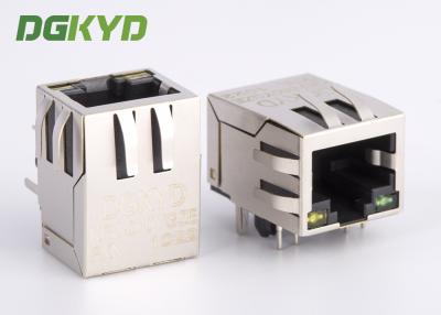 China Surface Mount Shielded Right Angle RJ45 Ethernet Connector 100 BASE-TX with Y/G LED - 8 Position 10/100 Speed for sale