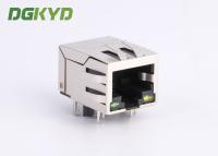 China RJ45 Single Port 10/100 Base-TX Network Connector with G/Y LED and EMI Fingers for sale