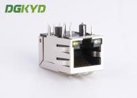 China RJ45 Single Port 10/100 Base-TX Network Connector with G/Y LED and EMI Fingers for sale