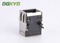 China RJ45 Single Port 10/100 Base-TX Network Connector with G/Y LED and EMI Fingers for sale