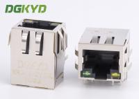 China RJ45 Single Port 10/100 Base-TX Network Connector with G/Y LED and EMI Fingers for sale