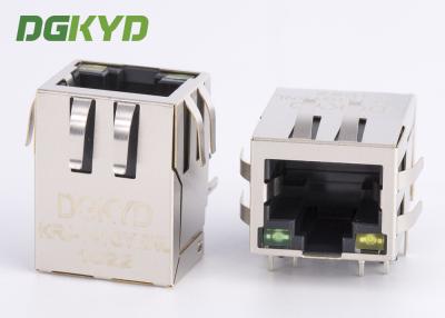 China RJ45 Single Port 10/100 Base-TX Network Connector with G/Y LED and EMI Fingers for sale