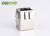 China RJ45 Single Port 10/100 Base-TX Network Connector with G/Y LED and EMI Fingers for sale