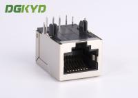 China Custom 10/100BASE-T RJ45 Modular Connector with Transformer 8-Position 1x1 Tab Down -40℃ to +85℃ for sale