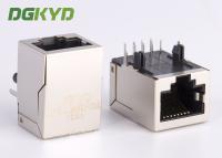 China Custom 10/100BASE-T RJ45 Modular Connector with Transformer 8-Position 1x1 Tab Down -40℃ to +85℃ for sale