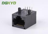 China 10/100BASE 1x1 Tab Down RJ45 Network Connector with Transformer PBT Black 20.5mm Length -40℃ to +85℃ for sale
