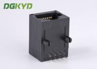 China 10/100BASE 1x1 Tab Down RJ45 Network Connector with Transformer PBT Black 20.5mm Length -40℃ to +85℃ for sale