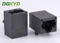 China 10/100BASE 1x1 Tab Down RJ45 Network Connector with Transformer PBT Black 20.5mm Length -40℃ to +85℃ for sale