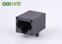 China 10/100BASE 1x1 Tab Down RJ45 Network Connector with Transformer PBT Black 20.5mm Length -40℃ to +85℃ for sale