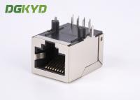 China Shielded Right Angle Magnetics RJ45 Connector 8-Port 1500Vrms Isolation for CAT5/CAT6 Ethernet for sale