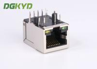 China Single Port RJ45 Modular Jack with Integrated Magnetics 1000 Base G/Y LED - 350μH OCL, 1500Vrms Isolation for sale