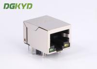 China Single Port RJ45 Modular Jack with Integrated Magnetics 1000 Base G/Y LED - 350μH OCL, 1500Vrms Isolation for sale