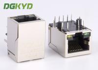 China Single Port RJ45 Modular Jack with Integrated Magnetics 1000 Base G/Y LED - 350μH OCL, 1500Vrms Isolation for sale