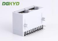 China 1x2 Ganged Dual Port RJ45 PCB Connector with Magnetic Jack - 8 Position, -40℃ to +85℃ Operating Range for sale