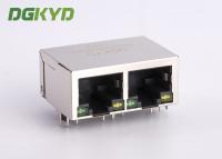 China 2 Port RJ45 Ethernet Connector with Integrated Magnetics 8P8C 10/100Base-Tx for Switch for sale