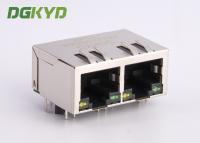 China Metal shielded dual port CAT 5 Ethernet Cable connector RJ45 with transformers for sale