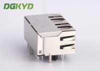 China 1000BASE-TX Right Angle RJ45 Modular Jack 1x2 Port with 1500Vrms Isolation and 350μH Inductance for sale