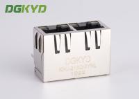 China 1000BASE-TX Right Angle RJ45 Modular Jack 1x2 Port with 1500Vrms Isolation and 350μH Inductance for sale