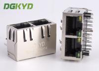 China 1000BASE-TX Right Angle RJ45 Modular Jack 1x2 Port with 1500Vrms Isolation and 350μH Inductance for sale