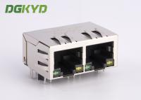 China 1000BASE-TX Right Angle RJ45 Modular Jack 1x2 Port with 1500Vrms Isolation and 350μH Inductance for sale