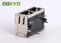 China 1000BASE-TX Right Angle RJ45 Modular Jack 1x2 Port with 1500Vrms Isolation and 350μH Inductance for sale