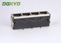 China 4-Port RJ45 Connector with Integrated Magnetics 100 BASE-TX 21.3mm Length for Network Applications for sale